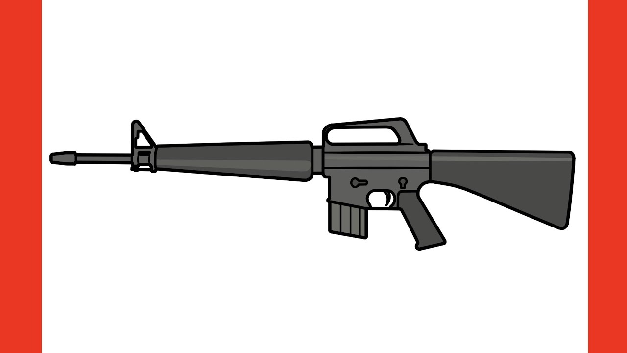 How to draw M16A1 rifle step by step / drawing m 16 gun - YouTube