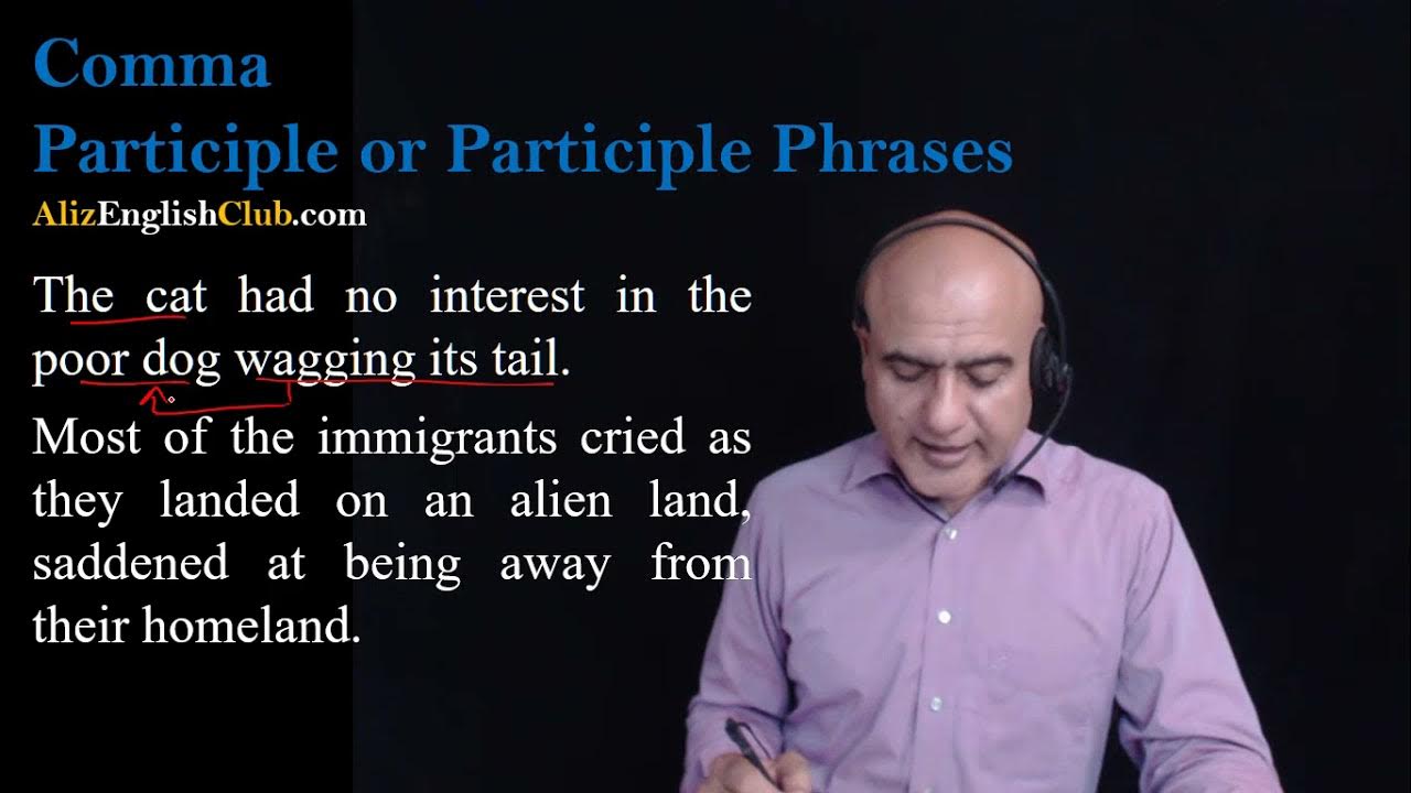 Use of comma with participle phrases and adjectives - YouTube