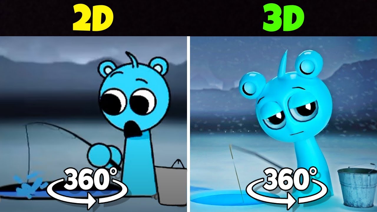 360° VR Incredibox Sprunki Cyan Sky is Fishing 2D and 3D - YouTube