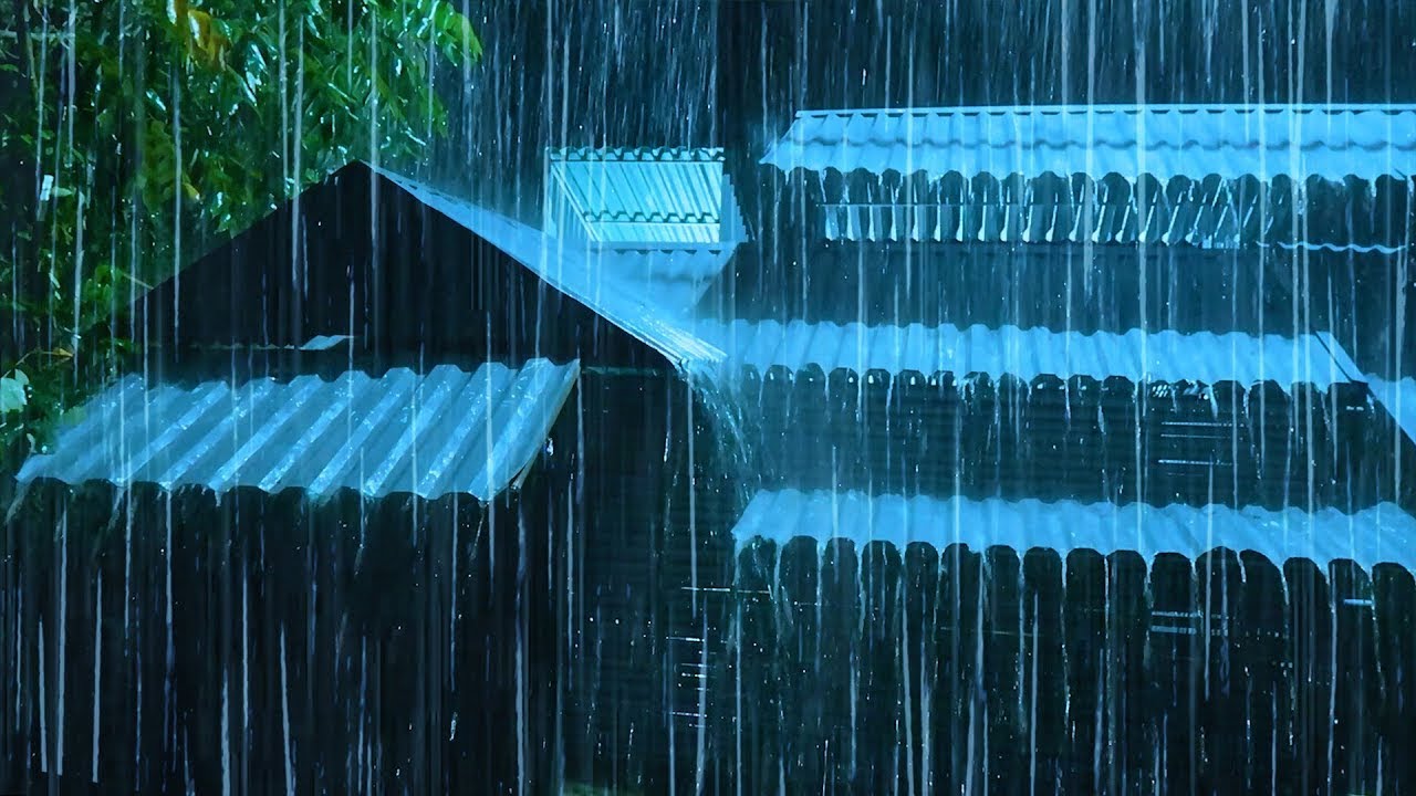 Heavy Rain on a Metal Roof to Sleep Instantly, Rain Sounds ...