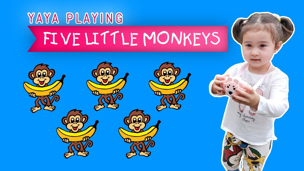 YAYA and the five little monkeys jumping on the bed song (nursery rhyme ...