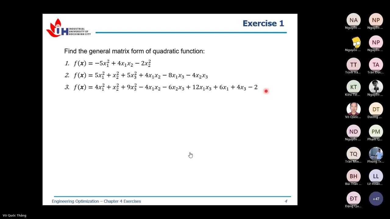 Phần 4: Tối Ưu Hóa Trong Thiết Kế Cơ Khí _ Engineering Optimization: Exercise Unconstrained ...