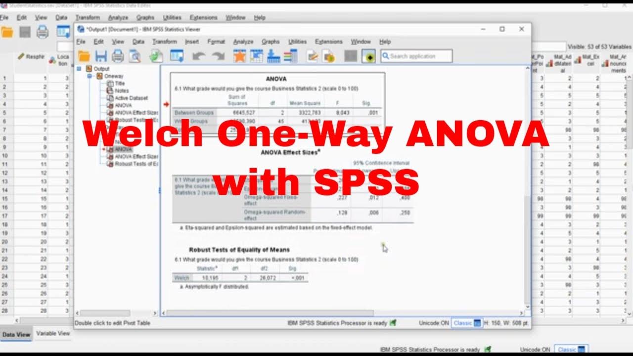 SPSS - Welch One-Way ANOVA - YouTube
