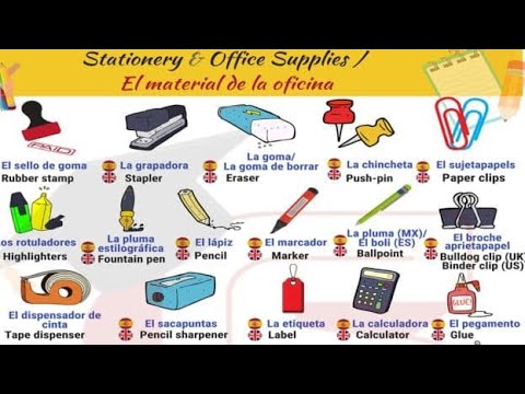 List of Stationery & Office Supplies in Spanish #learningspanish # ...