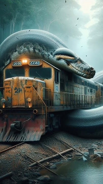 Nature Scenery : Giant python , train and excavator abandoned #short # ...