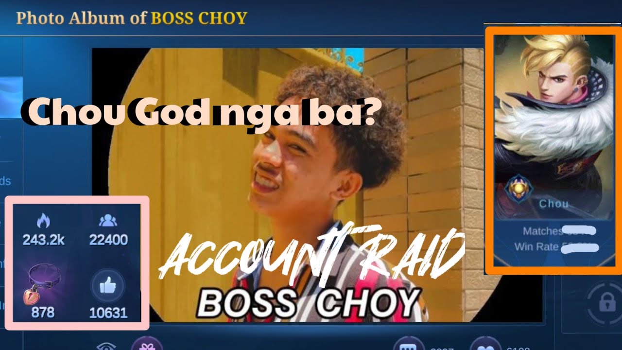 Jm Cuizon (BOSS CHOY) ML Account Raid | Review + I.D Reveal | Chou God ...