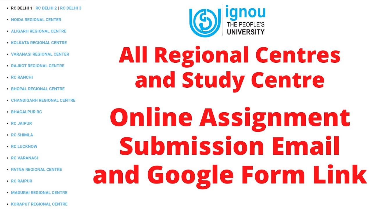 IGNOU Online Assignment Submission Email and Google Form Link- All ...