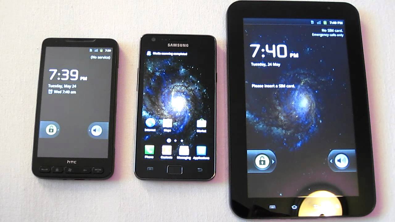HTC HD 2 vs Samsung Galaxy S2 vs Samsung Galaxy Tab - YouTube