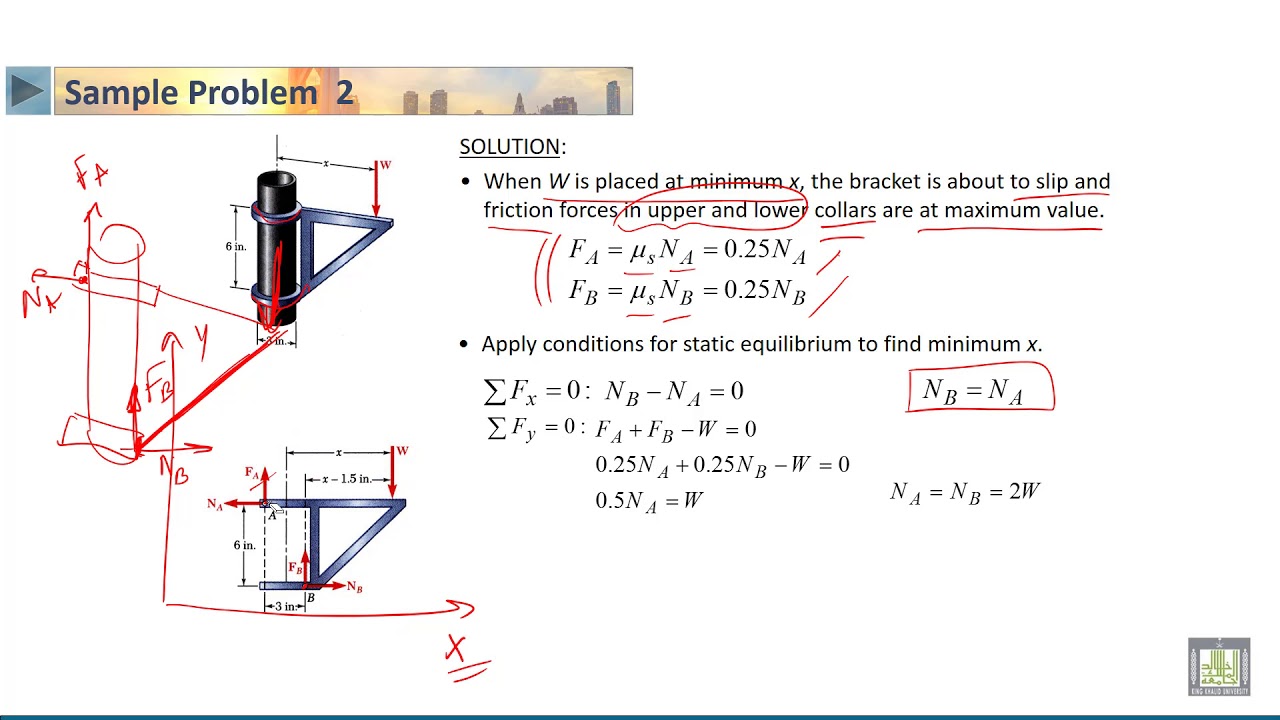 STATICS | 5-6 | Sample problem 2 about dry friction - YouTube