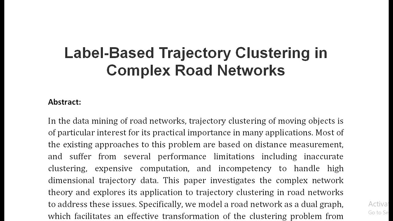 Label Based Trajectory Clustering in Complex Road Networks - YouTube