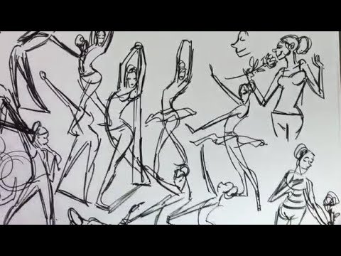 Gesture drawing class #3 Drawing a dancer in real time - YouTube