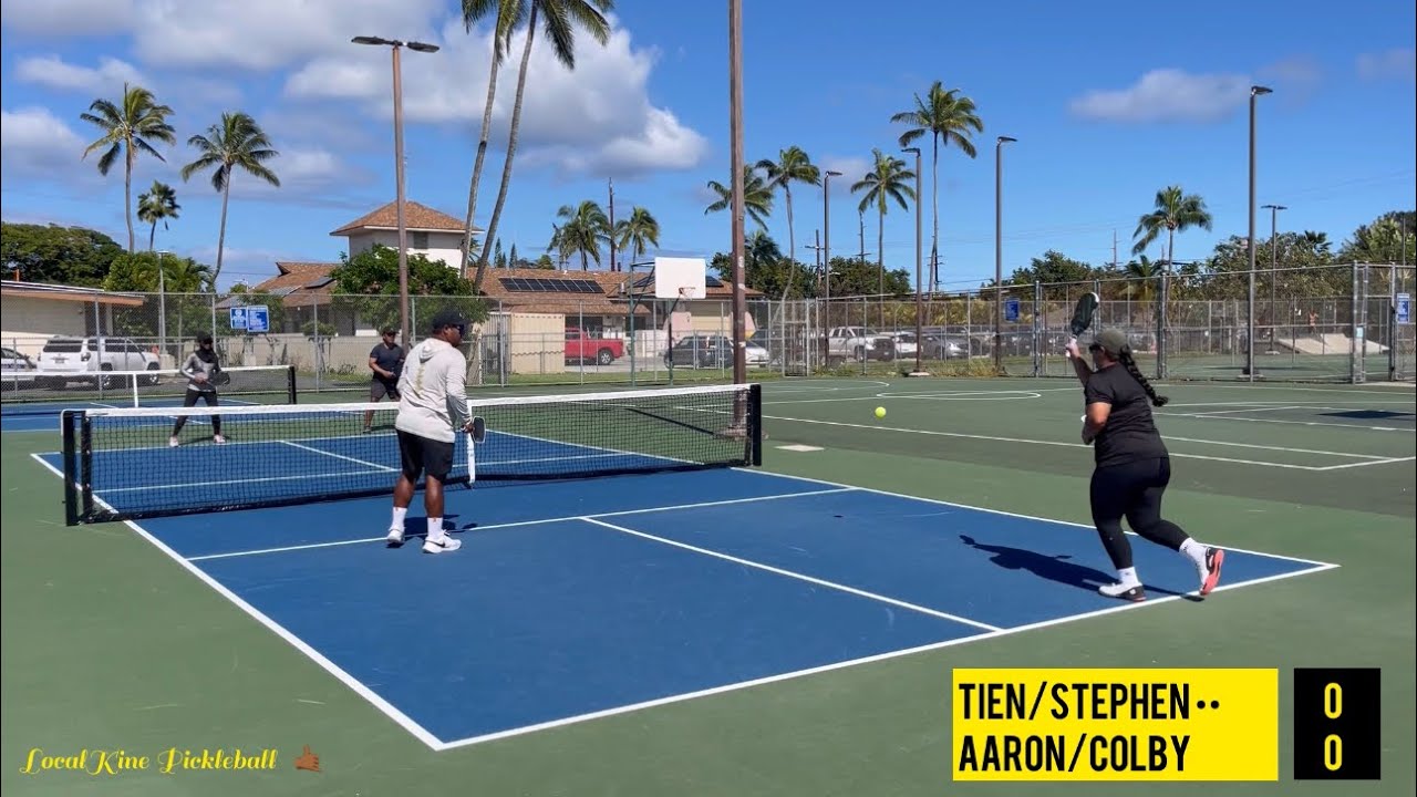 Pickleball + 🌴🌴 | Mixed Doubles, Aaron/Colby vs Tien/Stephen | Oahu ...