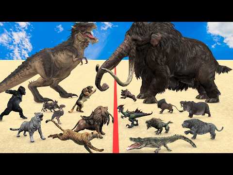 Epic Battle Prehistoric Elephant vs T Rex Dinosaurs Vs 45 Wild Animals Animal Revolt Battle Simulato