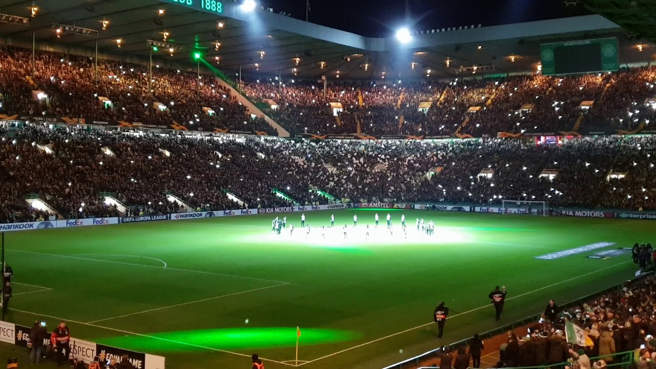Celtic Park amazing light display | Celtic vs Red Bull Salzburg - YouTube