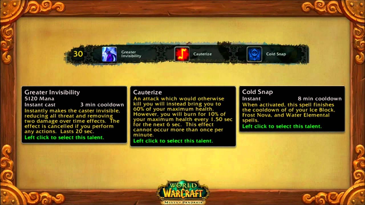 Mists of Pandaria - Mage Talent Tree - YouTube
