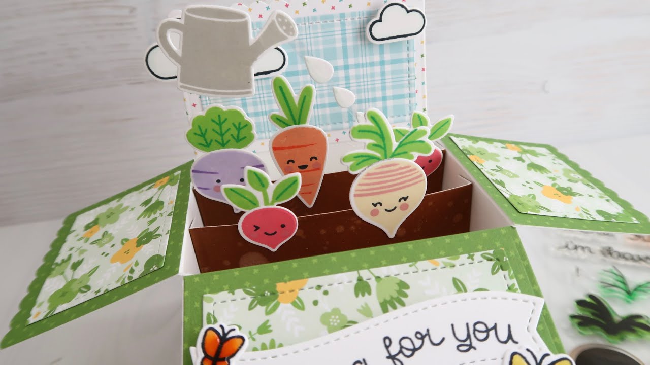 Vegetable Garden Scalloped POP-UP BOX CARD Feat. Lawn Fawn - YouTube