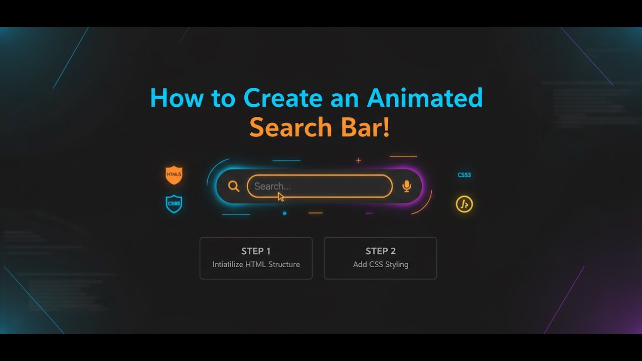 How to Create an Animated Search Bar with HTML, CSS & JavaScript | Responsive UI Design Tutorial ...