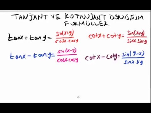 TANJANT VE KOTANJANT DÖNÜŞÜM FORMÜLLERİ