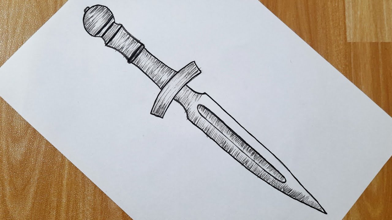 How to draw a sword easy step by step - YouTube