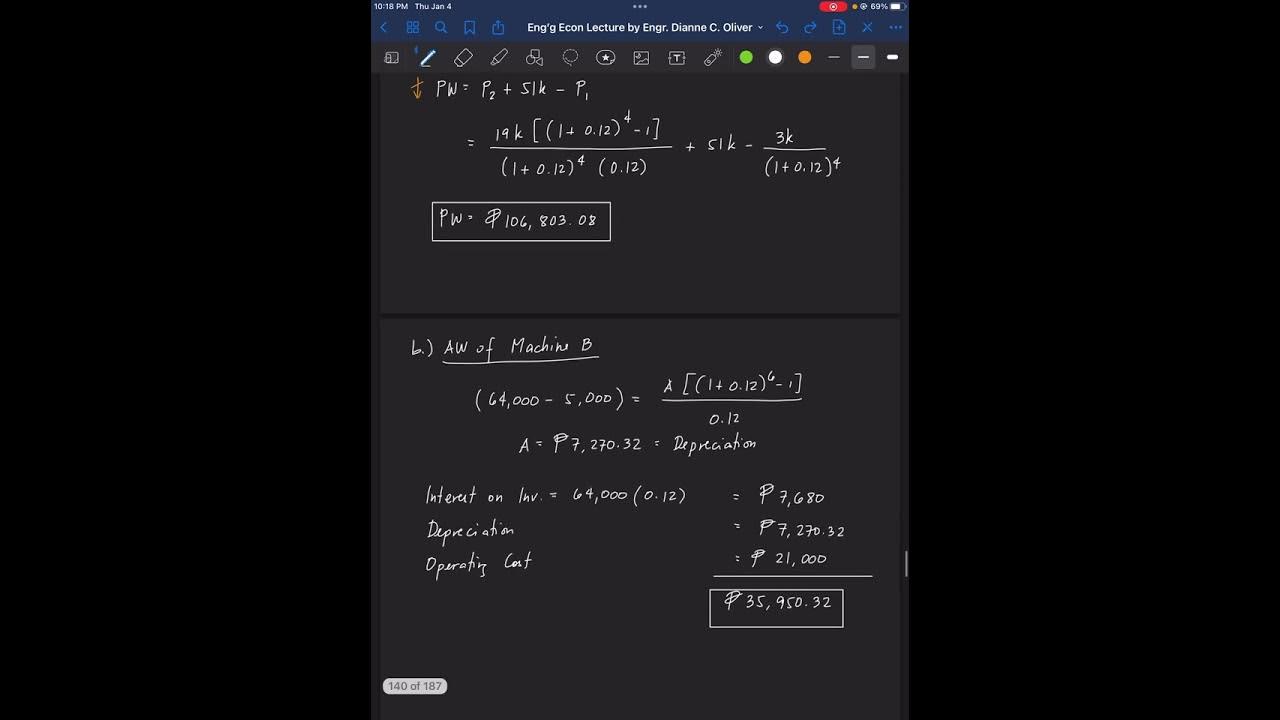 Engineering Economics: Present Worth, Annual Worth, and Rate of Return (Solved Problems) Part 2 ...