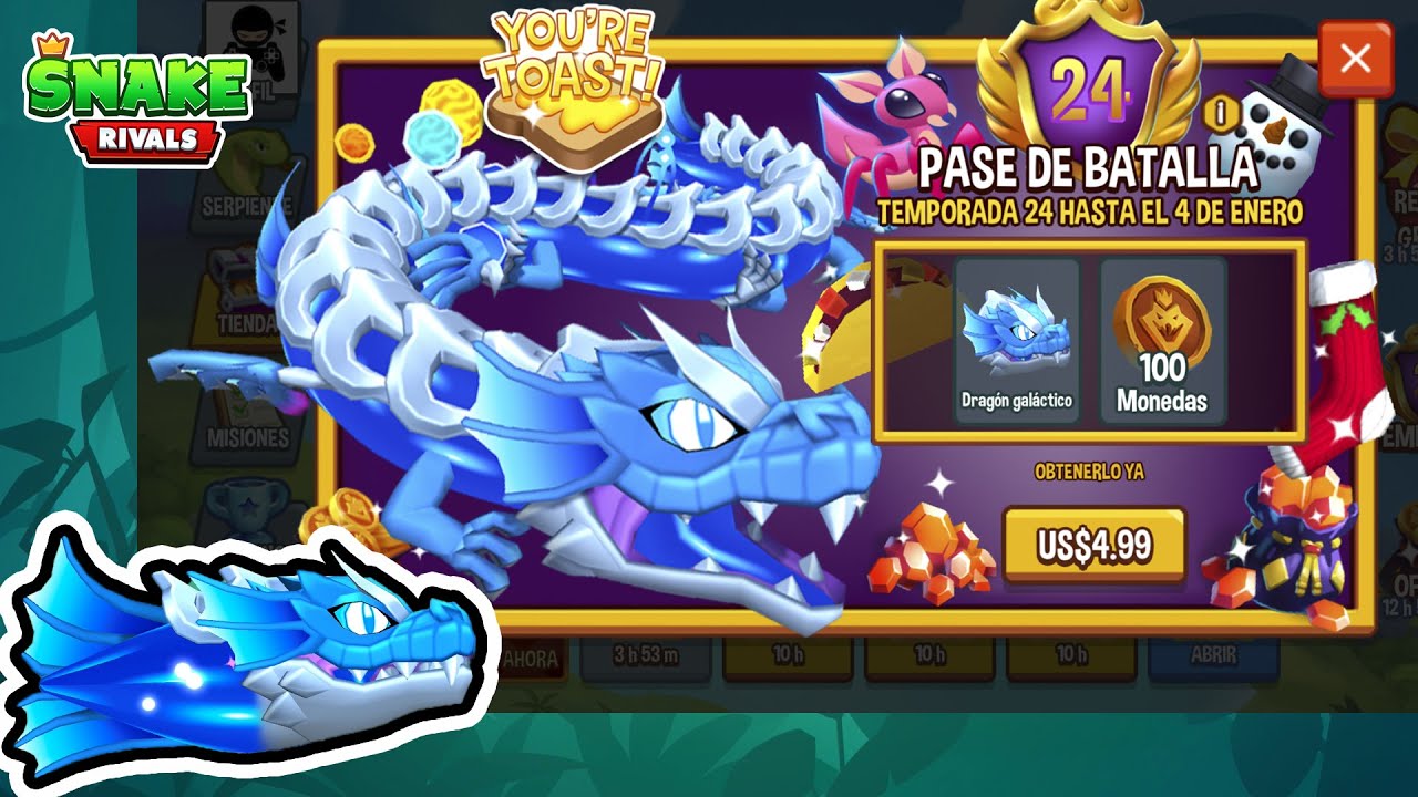 Snake Rivals Gameplay Season 24 Galaxy Dragon New Snake - YouTube