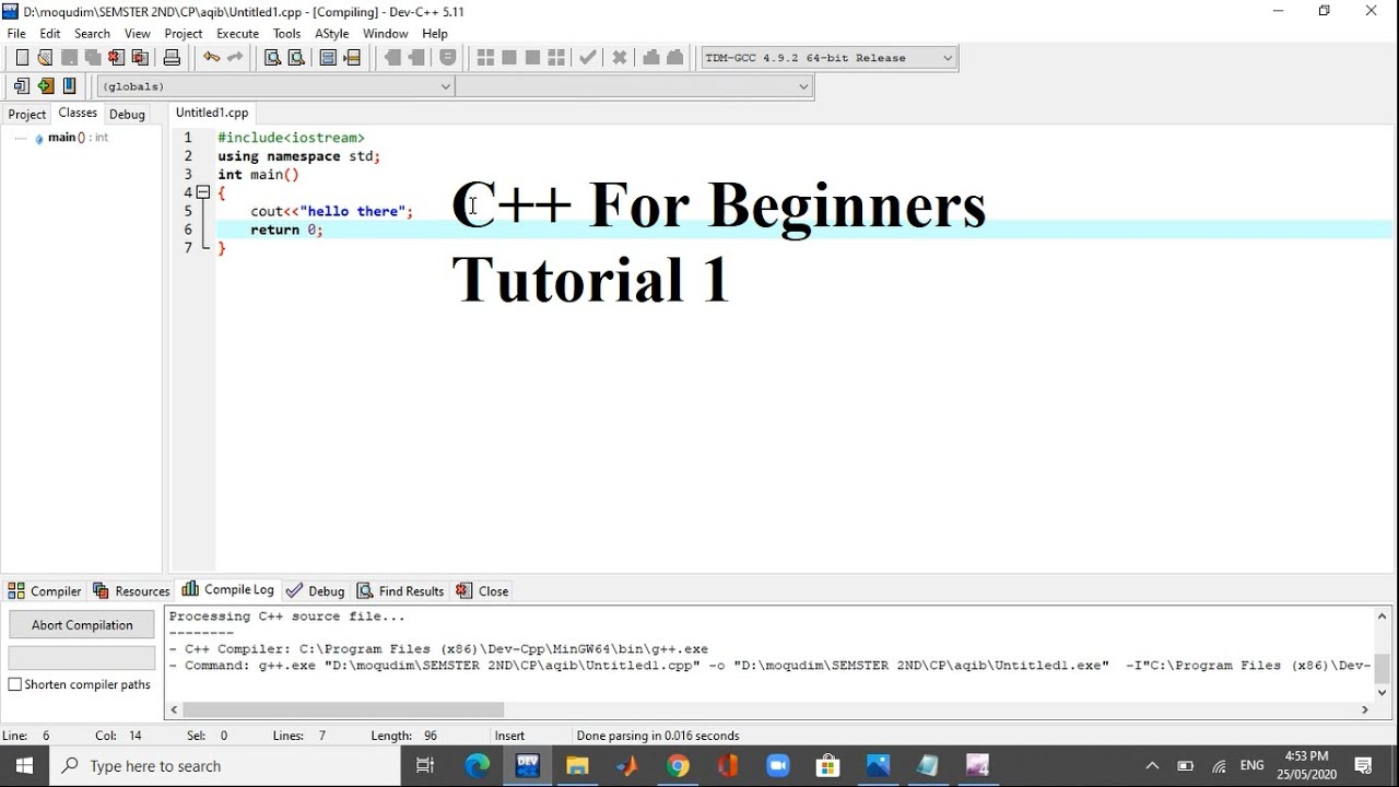 Beginners/Basic C++ Tutorial 1 (Urdu/Hindi) - YouTube