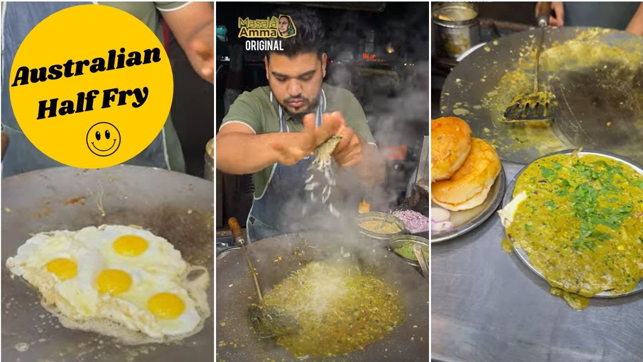 Australian Half Fry Egg Indore Street Food | Super Buttery Egg Fry ...