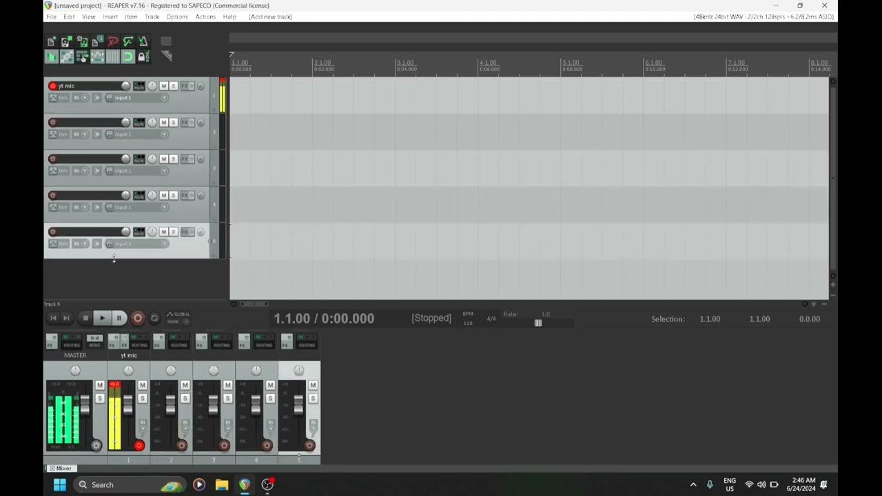 Paano iset up ang mic input audio interface, record import beat at mag bounce ng mix sa reaper ...