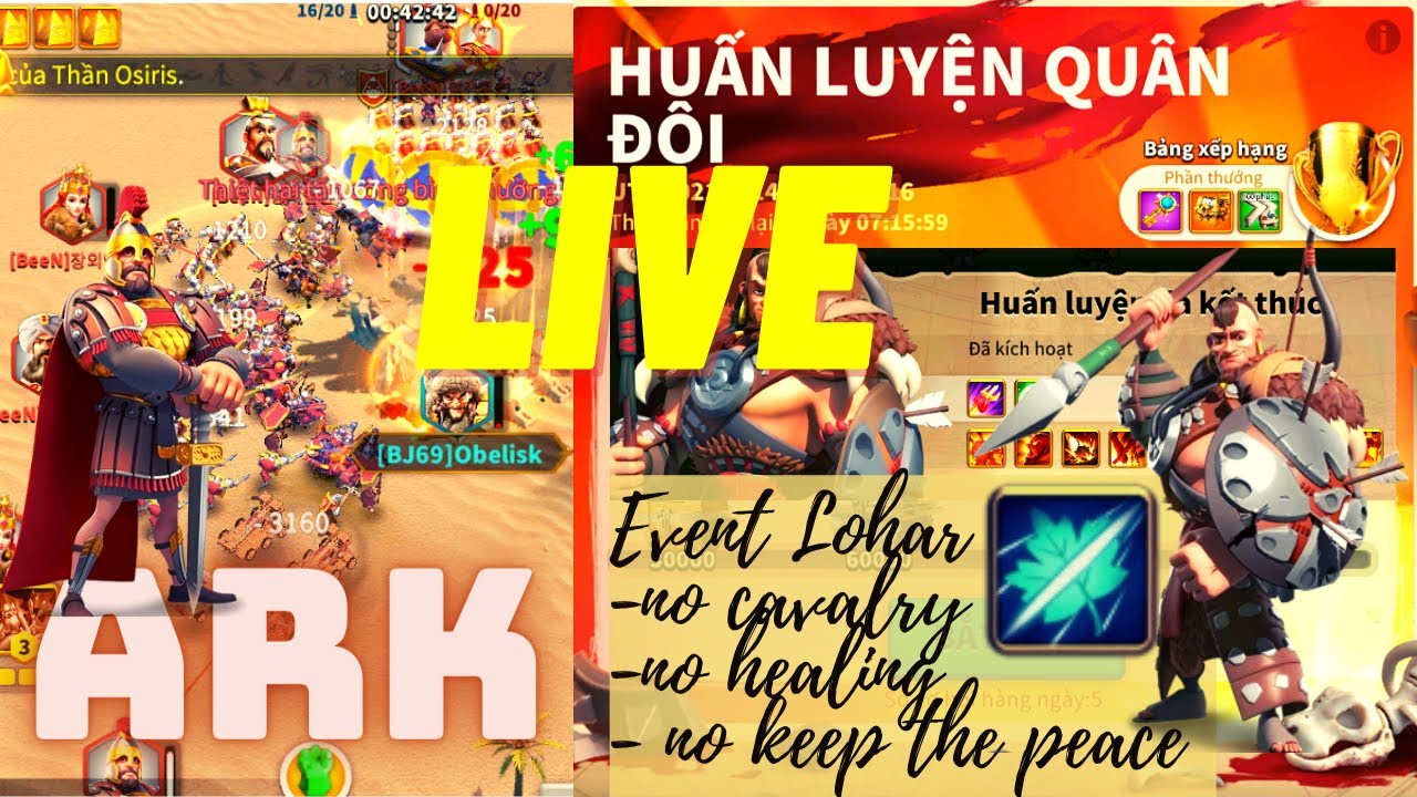 Live Ark- Aoo- Event huấn luyện quân đội in Rise of Kingdoms - YouTube