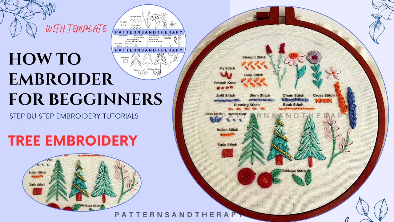 Tree Hand Embroidery step by step tutorial. How to embroider for ...