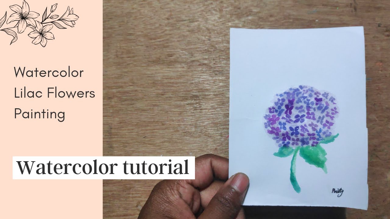 How to paint a Lilac | Easy Lilac Painting With Watercolor/ Step by ...