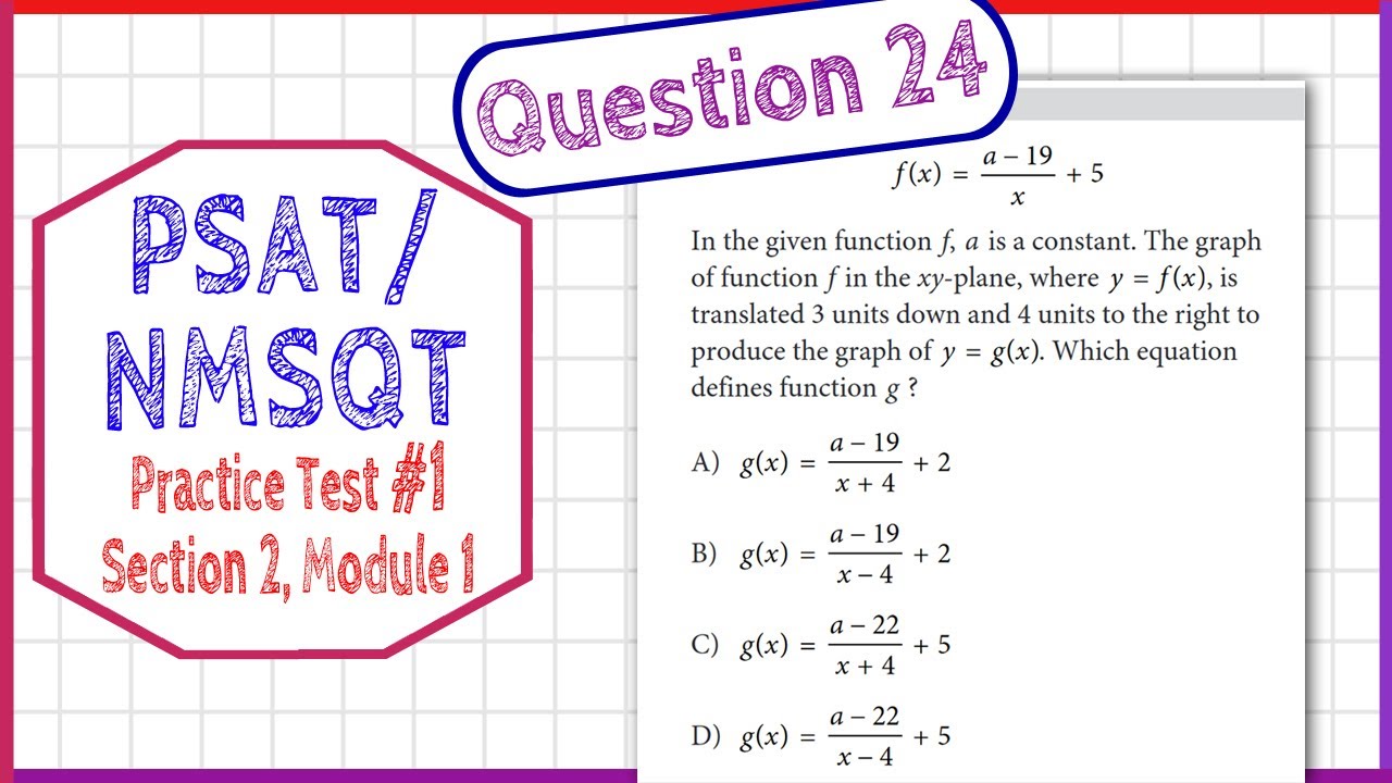 PSAT / NMSQT Question 24 from Practice Test 1 Section 2 Module 1 - YouTube