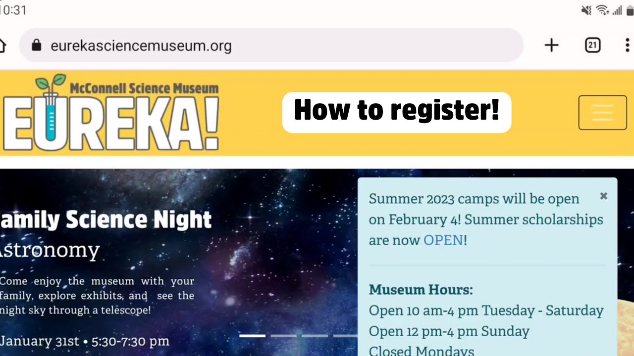 How to register for programs at EUREKA! - YouTube