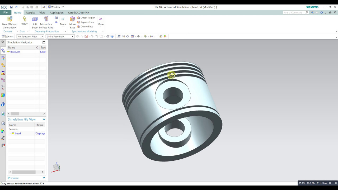 Siemens Nx tutorial Piston head CAD design and Linear simulation with ...