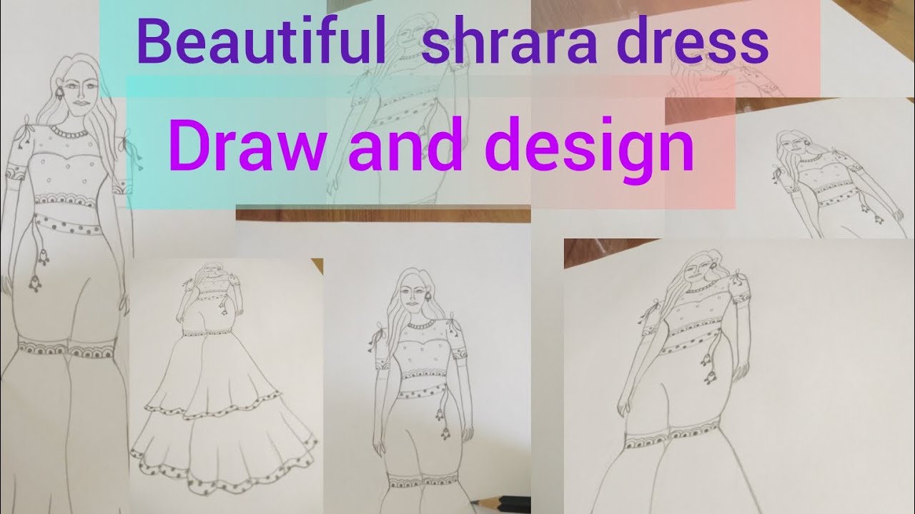 how to draw a girl beautiful sharara dress drawing easy || pencil ...