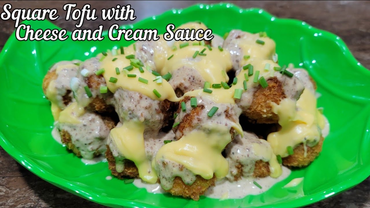 Square Tofu with Cheese and Cream Sauce | Perfect Snack Tofu Cubes ...