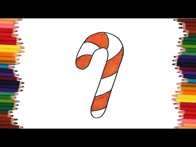 Dibujos Para Colorear De Bastones De Caramelo Vector, Blanco Y Negro,