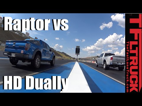 Ford F-150 Raptor vs 2016 Ram 3500 Diesel Dually Mashup Drag Race ...