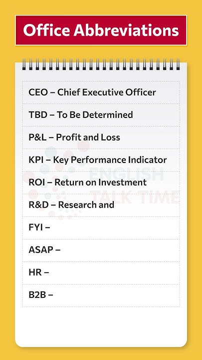 10 Office Abbreviations Every Professional Should Know! - YouTube