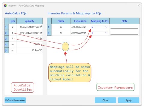 Sizing Inventor model from AutoCalcsTo3D Bridge app - YouTube