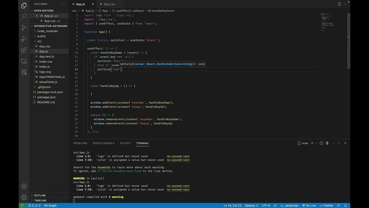 How to make webpage interact with keyboard using React.js - YouTube