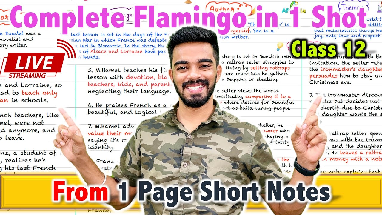 1 Shot of Flamingo from 1 Page short Notes | LIVE Stream | CBSE Class ...