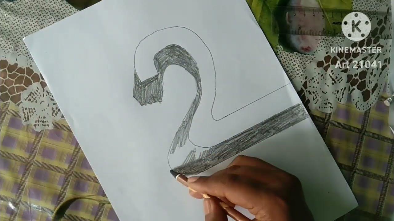 How To Draw Number 2 without Shadow & Easy Simple For Beginners II 3D ...