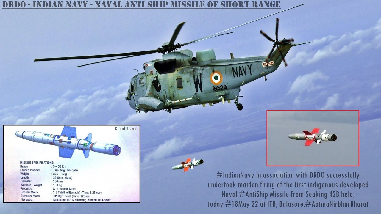 DRDO Subsonic Naval Anti Ship Missile Of Short Range Test Fired - YouTube