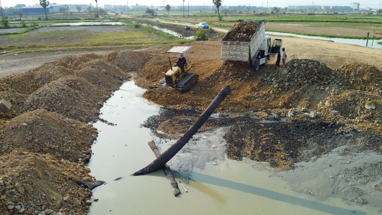 Wonderful! Land filling One corner of the project By Small Dump Truck ...