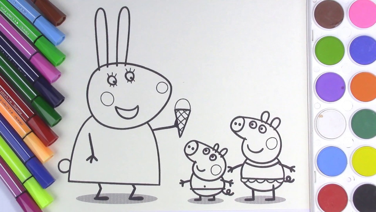 Miss Rabbit Ice Cream Peppa Pig Coloring Pages Bubbleisha Coloring