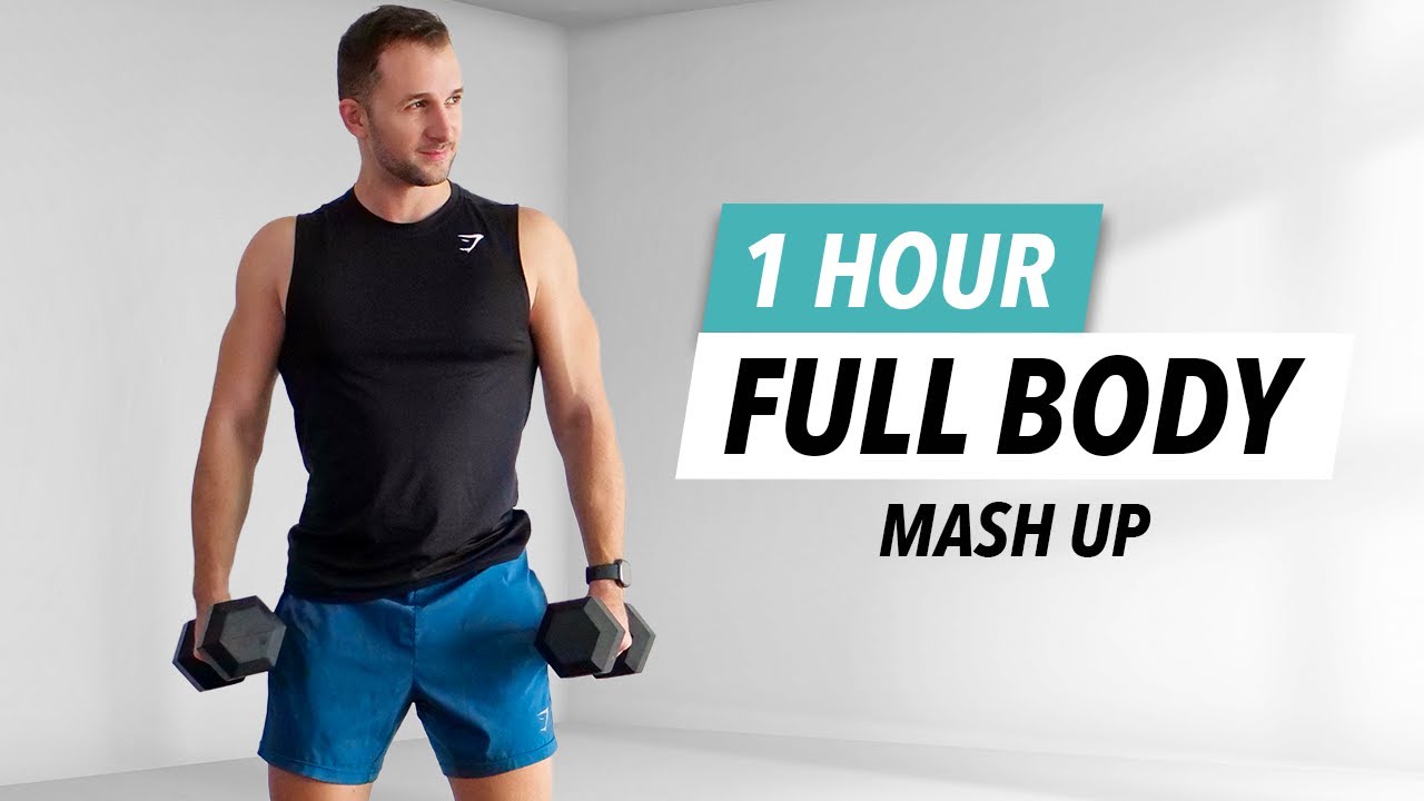 1 HOUR FULL BODY DUMBBELL WORKOUT at Home | Burn 1000 Calories ...