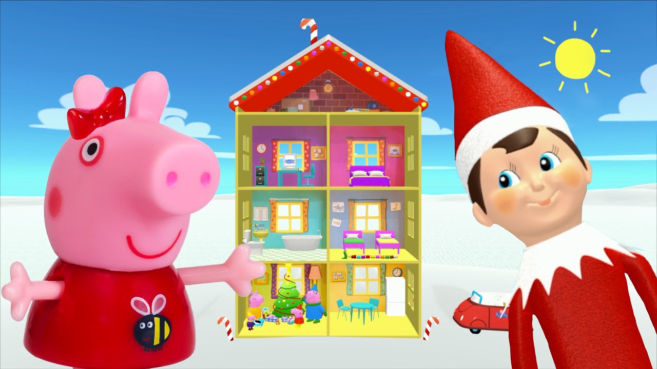 Peppa Pig Game | Elf On The Shelf Hiding in Christmas Toys - YouTube