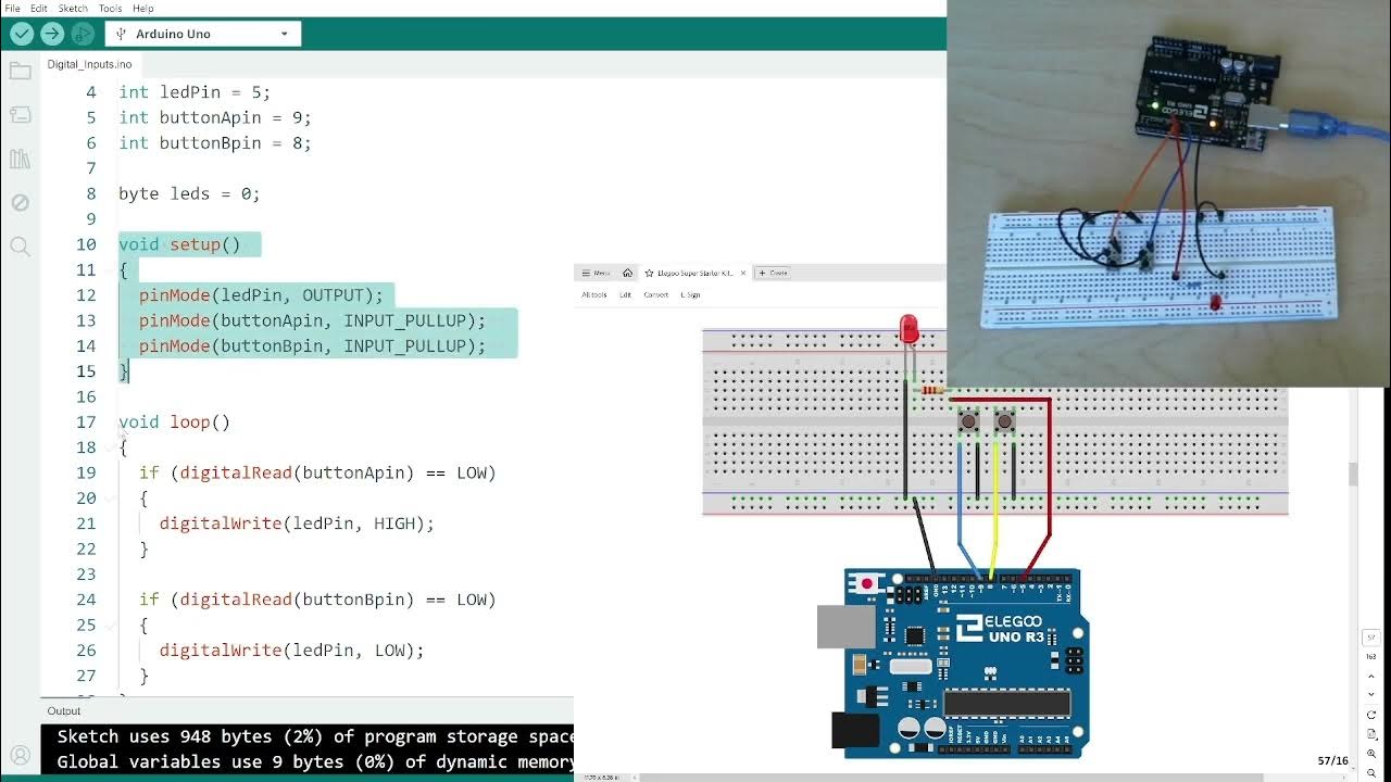 Arduino Digital Inputs with LED - YouTube