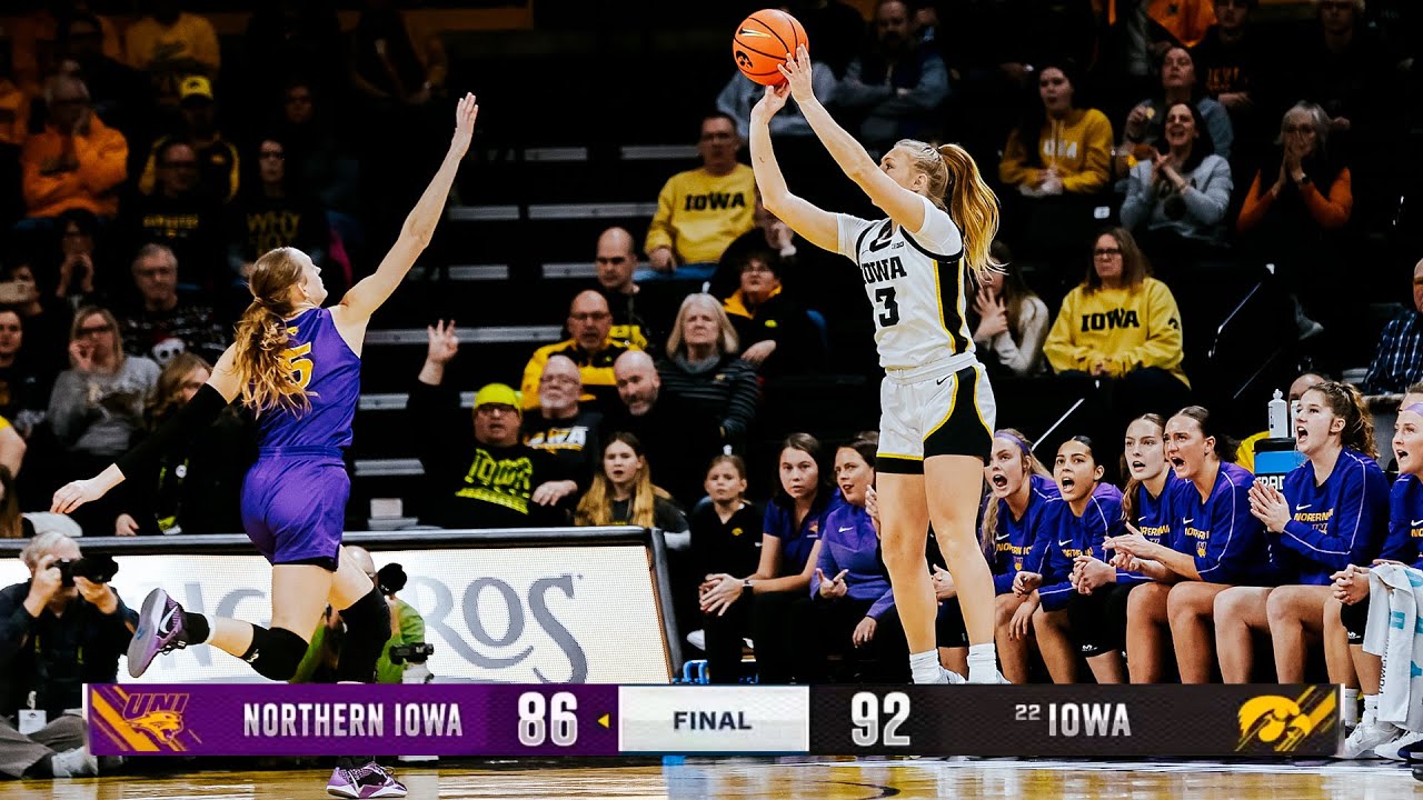 Every Three Point Made by IOWA HAWKEYES vs Northern Iowa 20-dec-24 ...